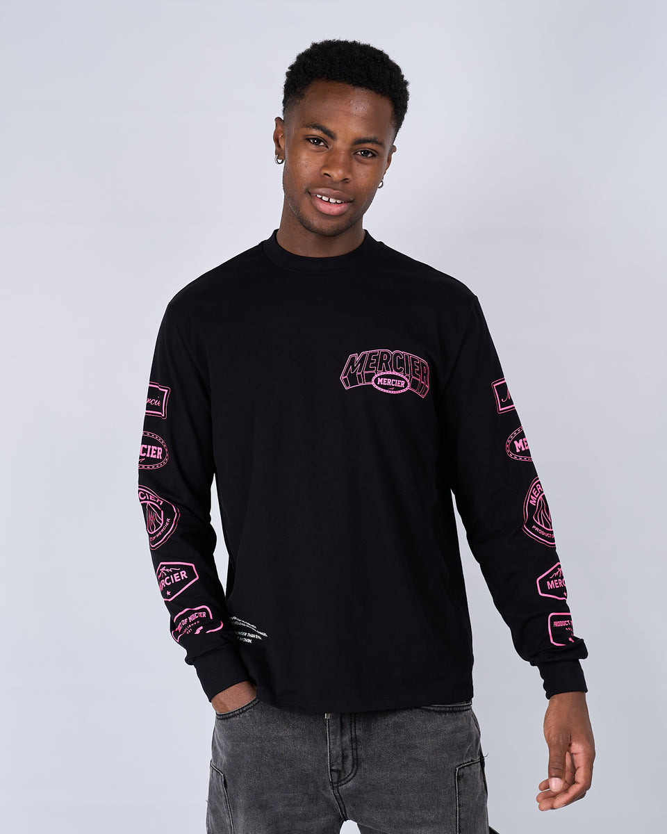 Schwarz Pink Compton Langarm T-Shirt – MERCIER